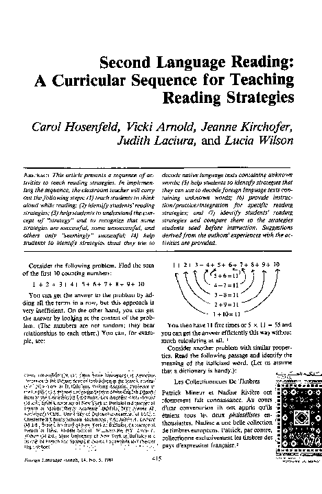 (PDF) Second Language Reading: A Curricular Sequence for Teaching ...