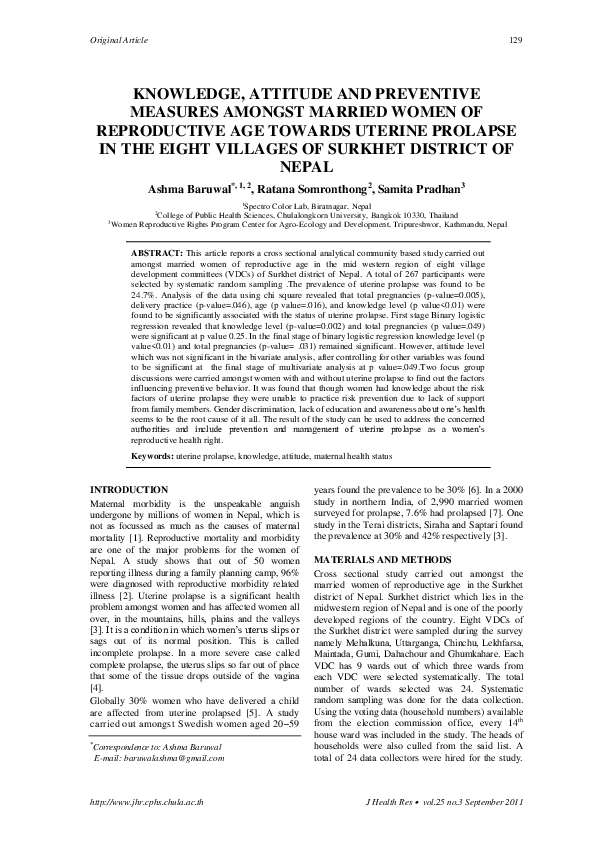 (PDF) Knowledge, Attitude and Preventive Measures amongst Married Women of Reproductive Age ...