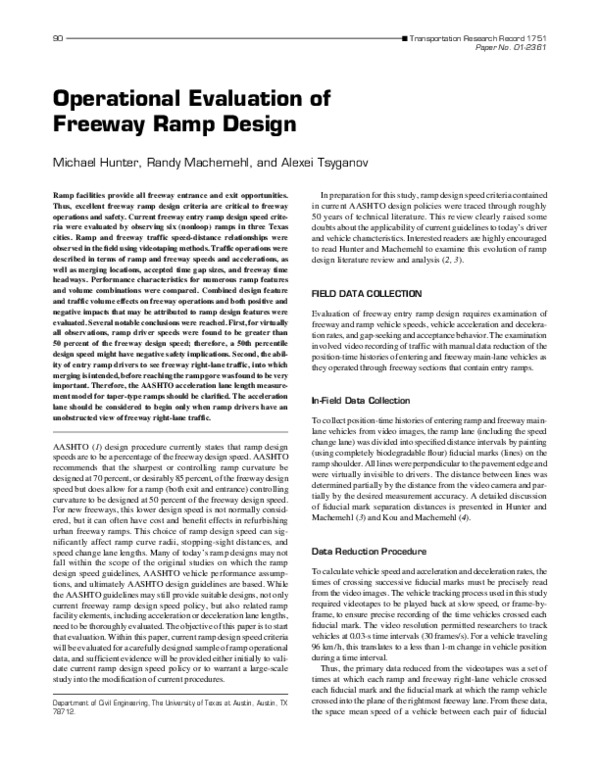 Pdf Operational Evaluation Of Freeway Ramp Design