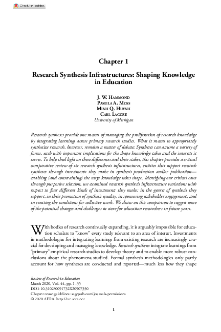 (PDF) Research Synthesis Infrastructures: Shaping Knowledge in ...