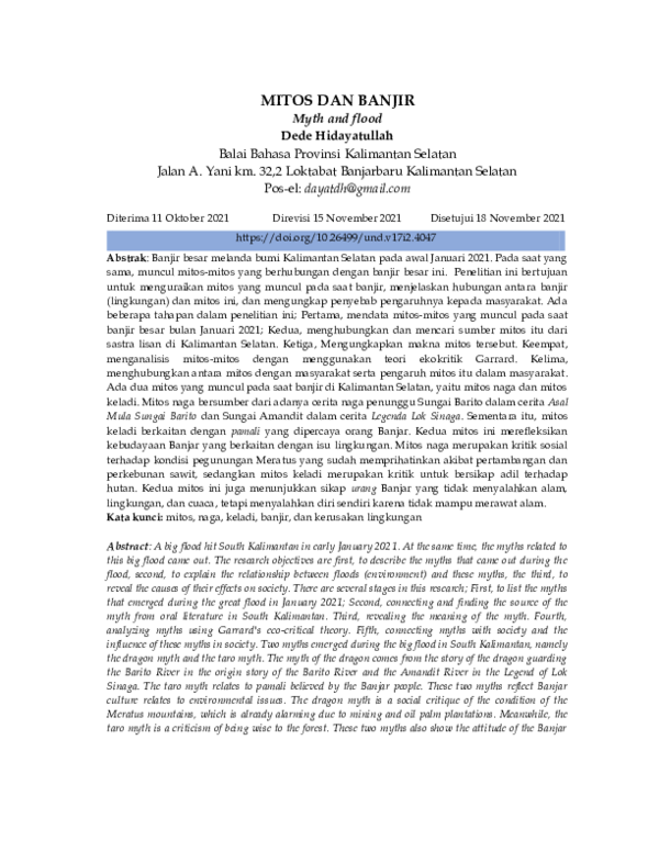 (PDF) Mitos dan Banjir