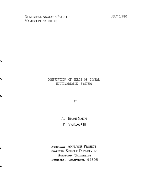 (PDF) Computation of zeros of linear multivariable systems