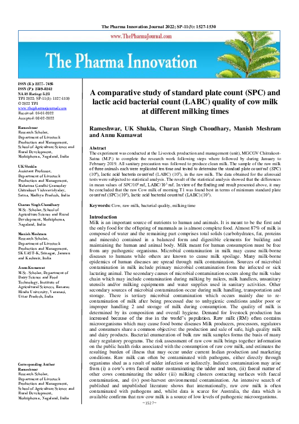 (PDF) A comparative study of standard plate count (SPC) and lactic acid ...