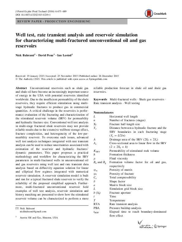 (PDF) Well test, rate transient analysis and reservoir simulation for ...
