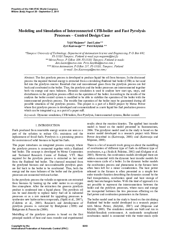 (PDF) Modeling and Simulation of Interconnected CFB-Boiler and Fast ...