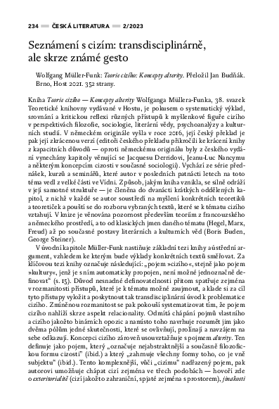 (PDF) Seznámení s cizím: transdisciplinárně, ale skrze známé gesto