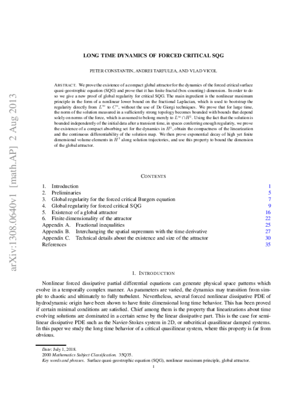 (PDF) Long Time Dynamics of Forced Critical SQG