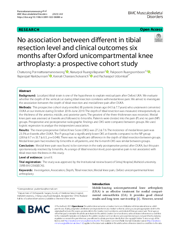 (PDF) No association between different in tibial resection level and ...