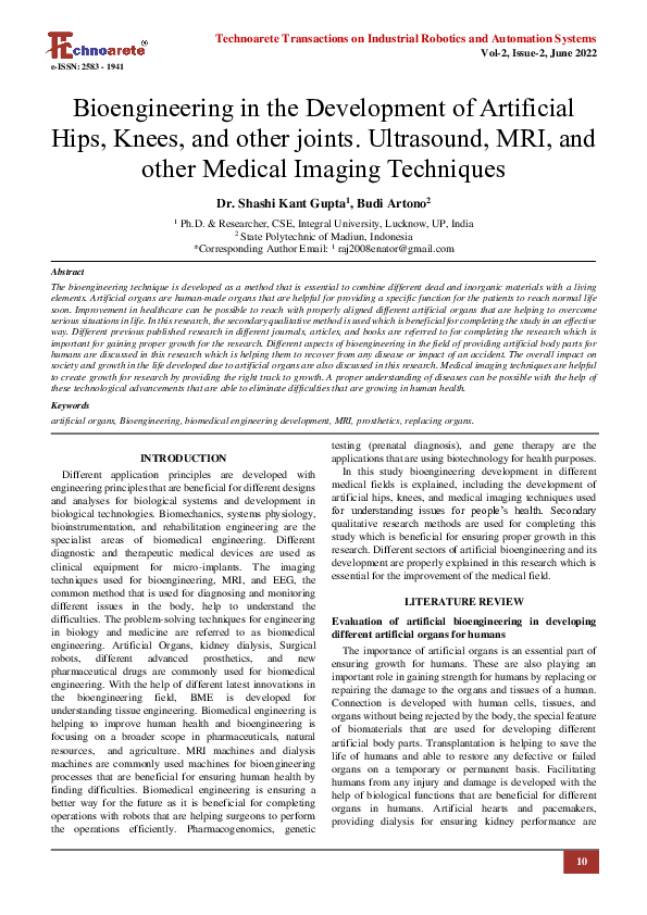 (PDF) Bioengineering in the Development of Artificial Hips, Knees, and ...