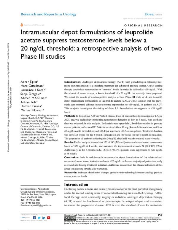 (PDF) Intramuscular depot formulations of leuprolide acetate suppress ...