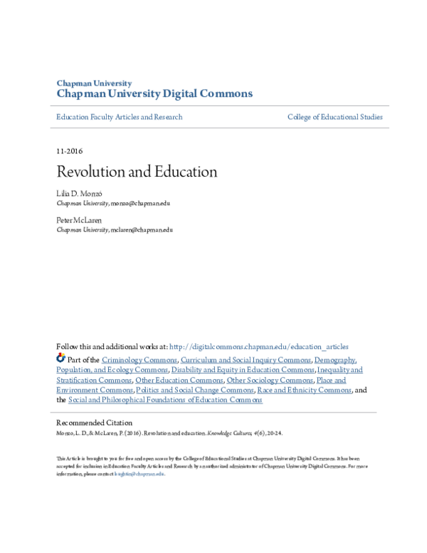 (PDF) Revolution and Education