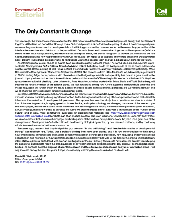(PDF) The Only Constant Is Change