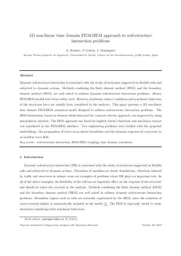 (PDF) 3D non-linear time domain FEM–BEM approach to soil–structure ...