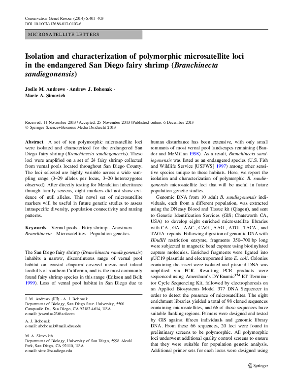 (PDF) Isolation and characterization of polymorphic microsatellite loci from Areca catechu ...