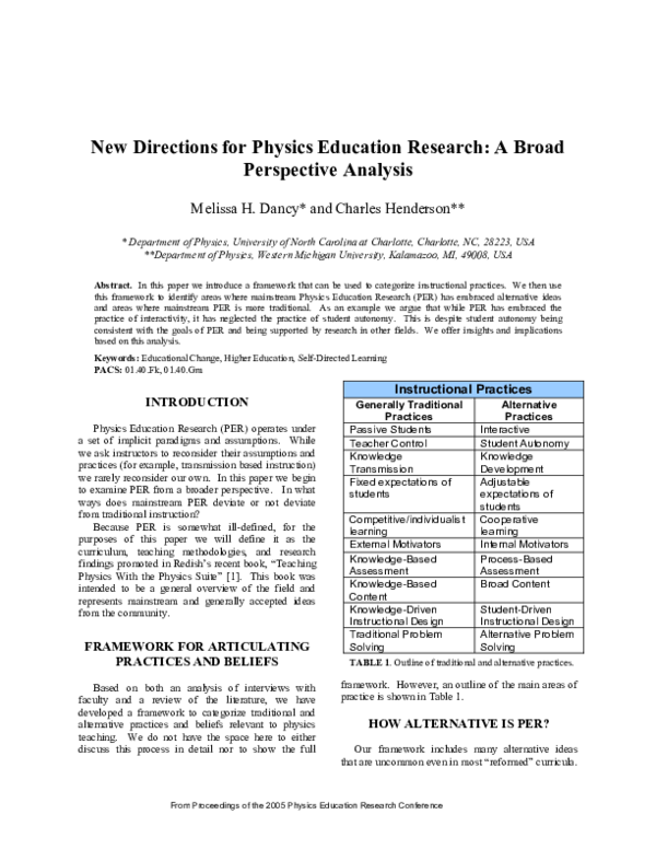 (PDF) New directions for physics education research: A broad ...
