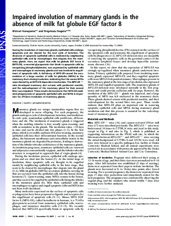 (PDF) Impaired involution of mammary glands in the absence of milk fat ...