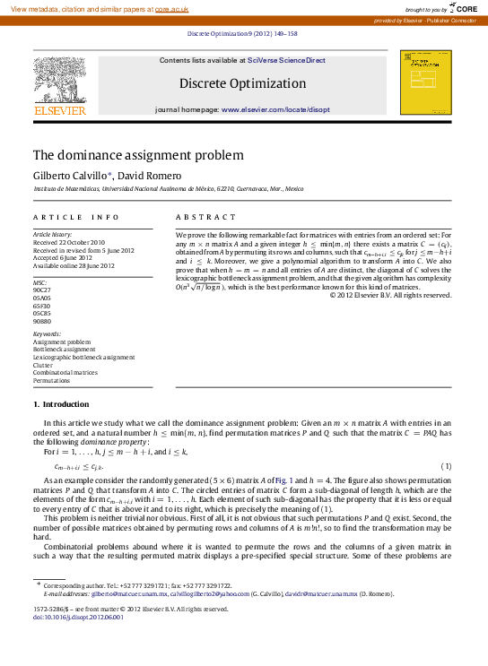 (PDF) The dominance assignment problem | David santiago Uribe romero ...