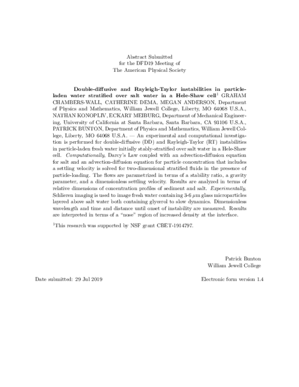 (PDF) Double-diffusive and Rayleigh-Taylor instabilities in particle ...