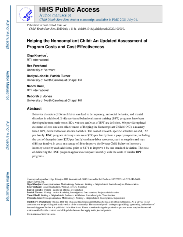 (PDF) Helping the noncompliant child: An updated assessment of program ...
