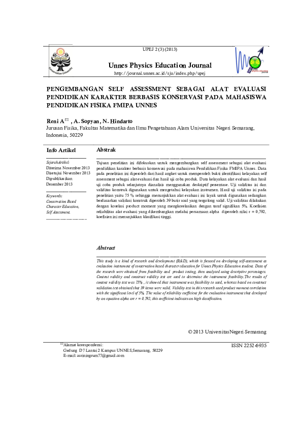 (PDF) Unnes Physics Education Journal PENGEMBANGAN SELF ASSESSMENT ...