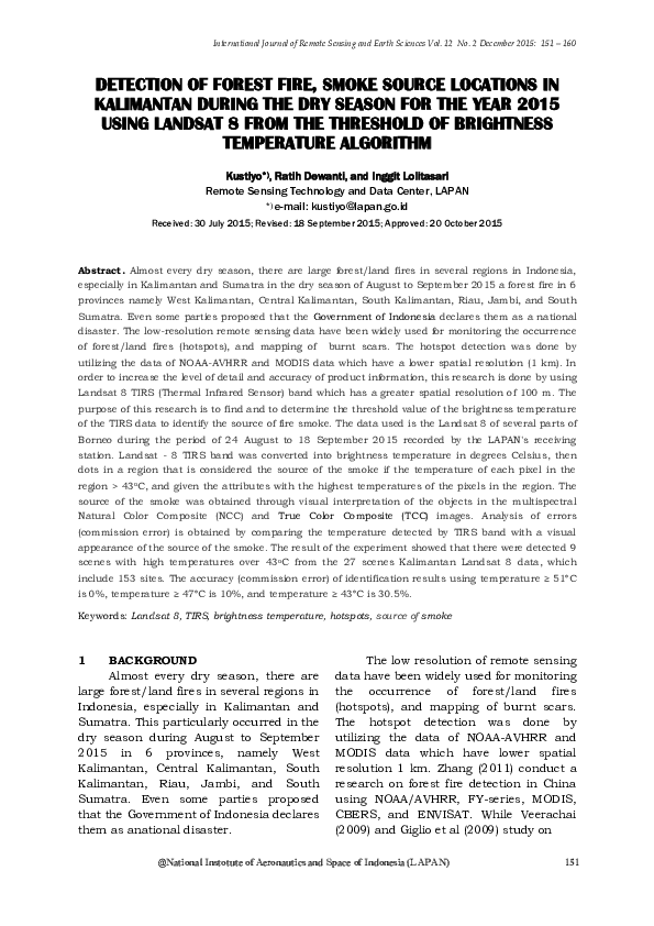(PDF) Forest Fire and Smoke Source Detection in Kalimantan 2015