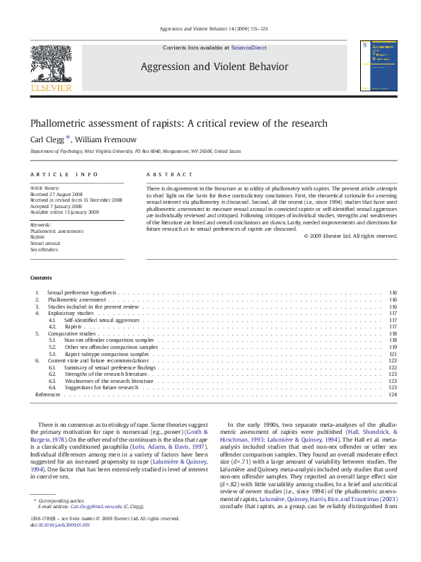 (PDF) Phallometric assessment of rapists: A critical review of the research