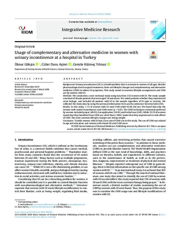 (PDF) Usage of Complementary and Alternative Medicine Interventions by German Older Adults
