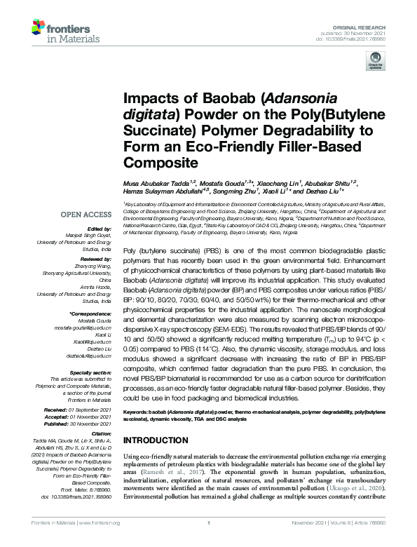 (PDF) Impacts of Baobab (Adansonia digitata) Powder on the Poly ...