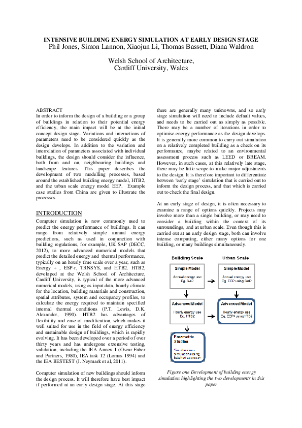 Pdf Intensive Building Energy Simulation At Early Design Stage