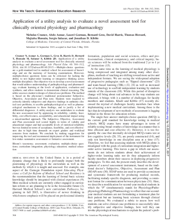 (PDF) Application of a utility analysis to evaluate a novel assessment ...