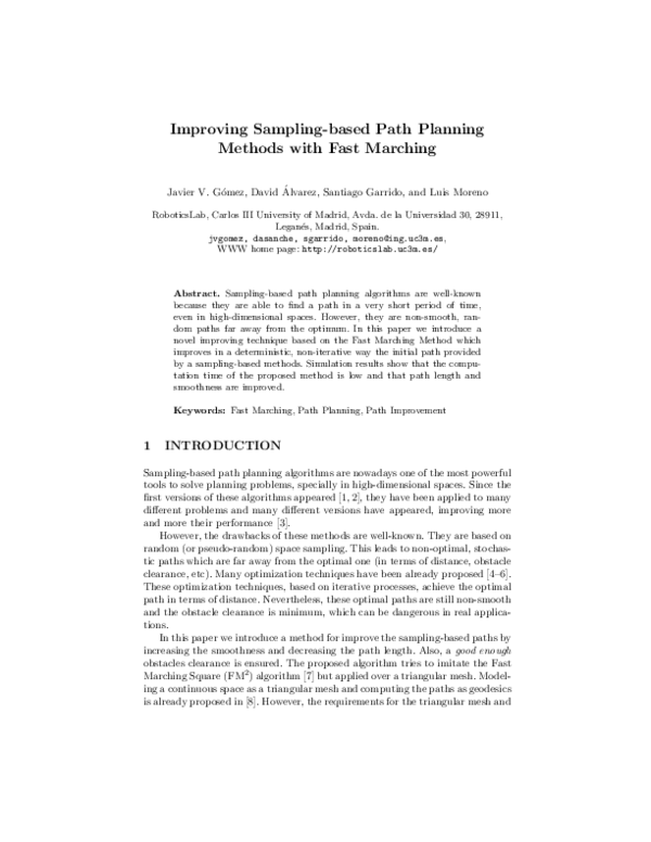 (PDF) Improving Sampling-Based Path Planning Methods with Fast Marching