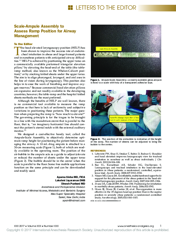 (PDF) Scale-Ampule Assembly to Assess Ramp Position for Airway Management