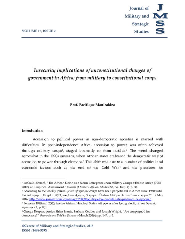 (PDF) Insecurity implications of unconstitutional changes of government ...
