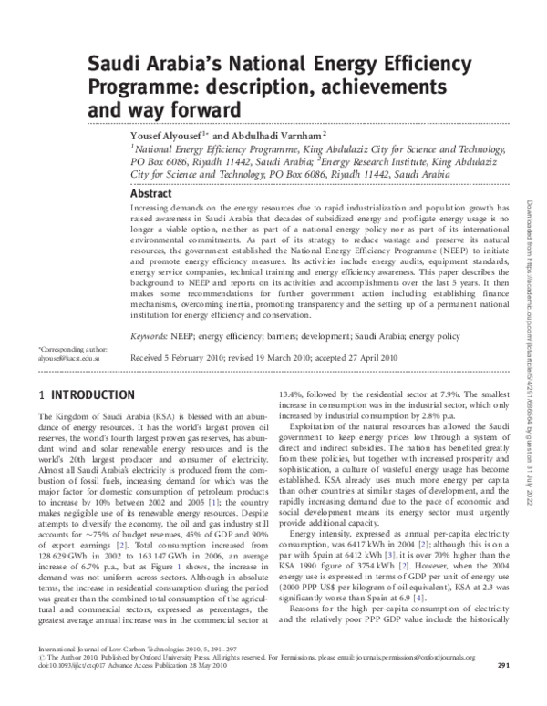 (PDF) Saudi Arabia's National Energy Efficiency Programme: description ...