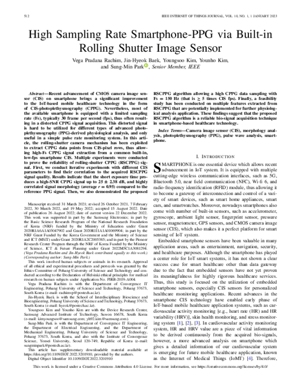 (PDF) High Sampling Rate Smartphone-PPG via Built-in Rolling Shutter ...