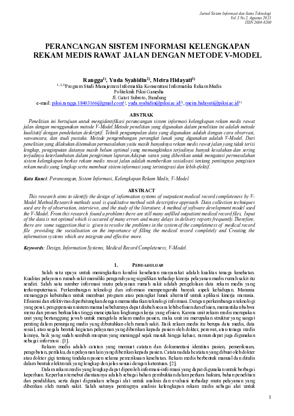 (PDF) Perancangan Sistem Informasi Kelengkapan Rekam Medis Rawat Jalan Dengan Metode V-Model