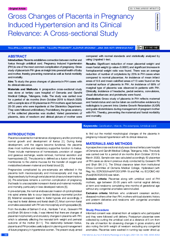 (PDF) Gross Changes of Placenta in Pregnancy Induced Hypertension and ...