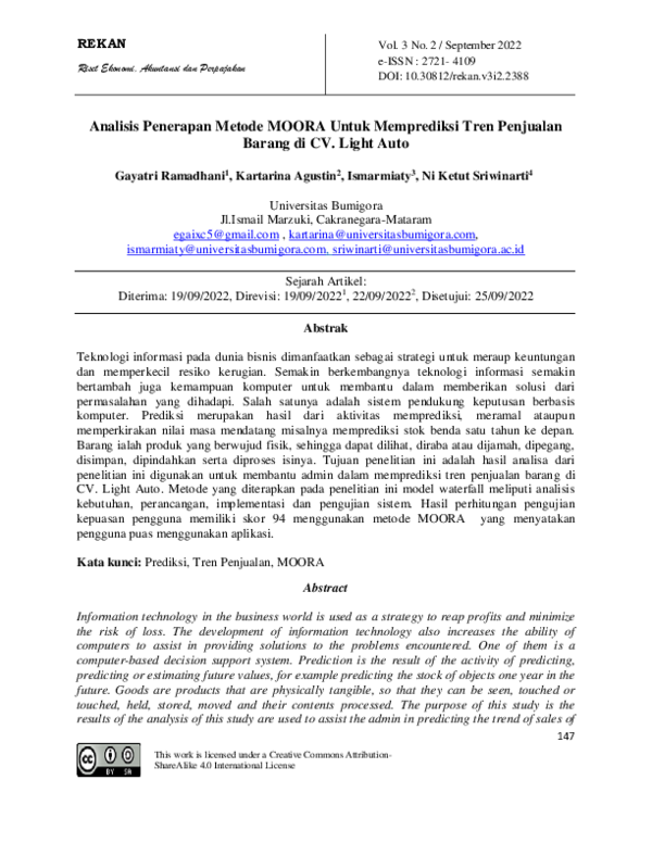 (PDF) Analisis Penerapan Metode MOORA untuk Memprediksi Tren Penjualan ...