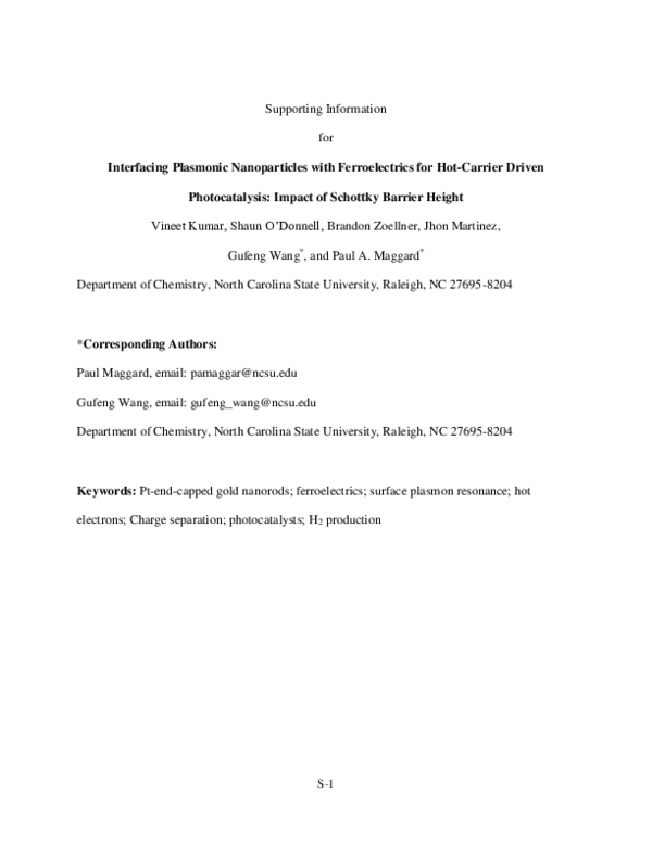 (PDF) Interfacing Plasmonic Nanoparticles with Ferroelectrics for Hot-Carrier-Driven ...