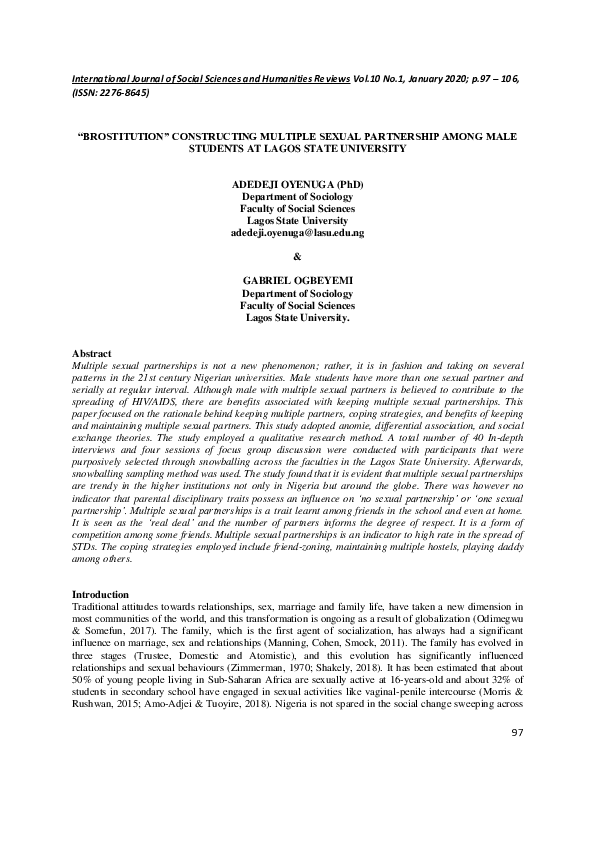 Pdf Brostitution Constructing Multiple Sexual Partnership Among 0028