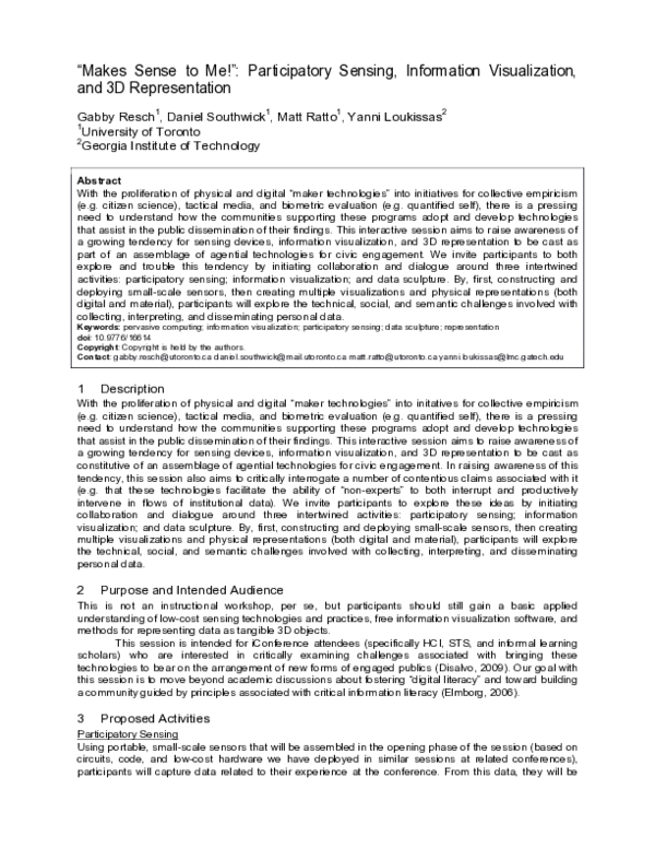 (PDF) Makes Sense to Me!": Participatory Sensing, Information ...