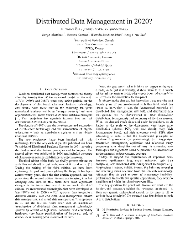 (PDF) Distributed data management | Ricardo Jimenez-peris - Academia.edu