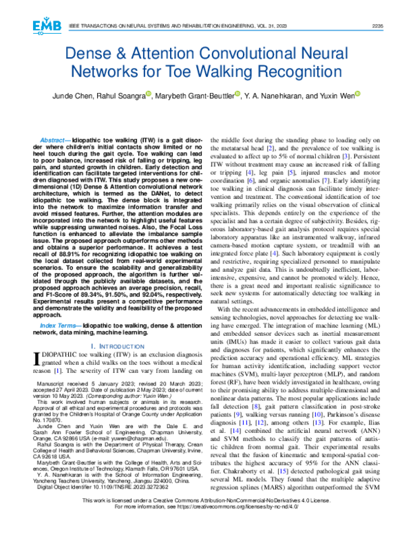 (PDF) Dense & Attention Convolutional Neural Networks for Toe Walking Recognition