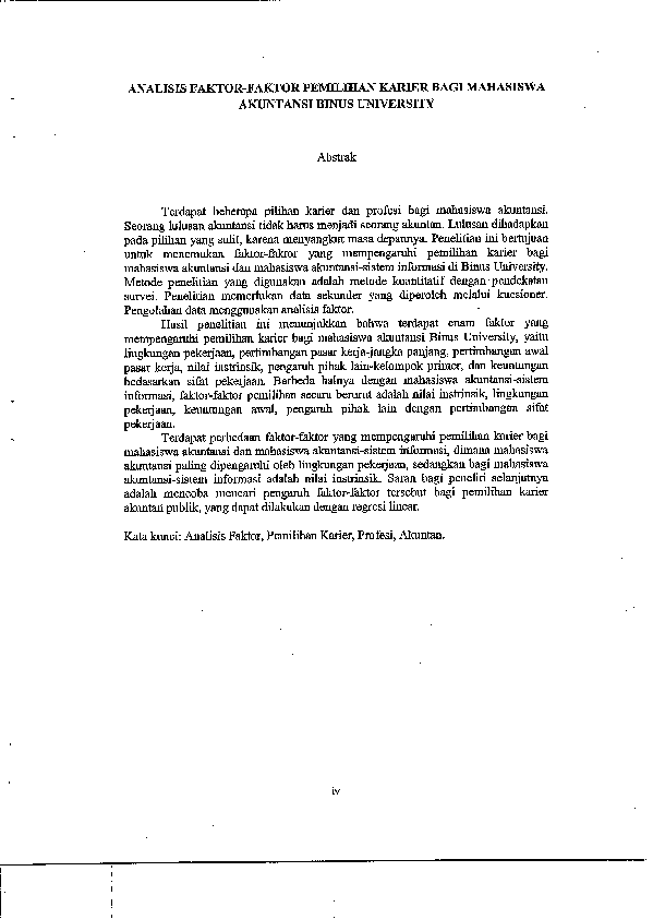 (PDF) Analisis Faktor-Faktor Pemilihan Karier Bagi Mahasiswa Akuntansi Binus University
