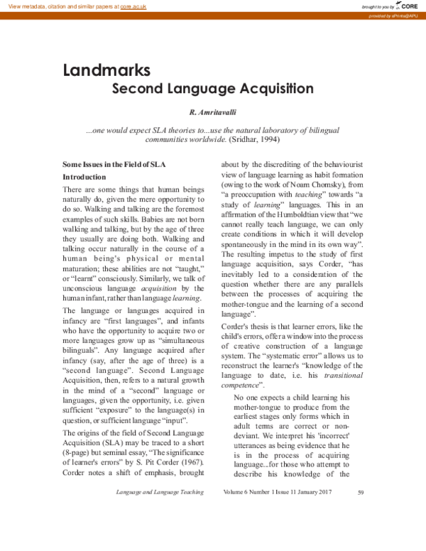 (PDF) Second language acquisition (PDF) Second language acquisition