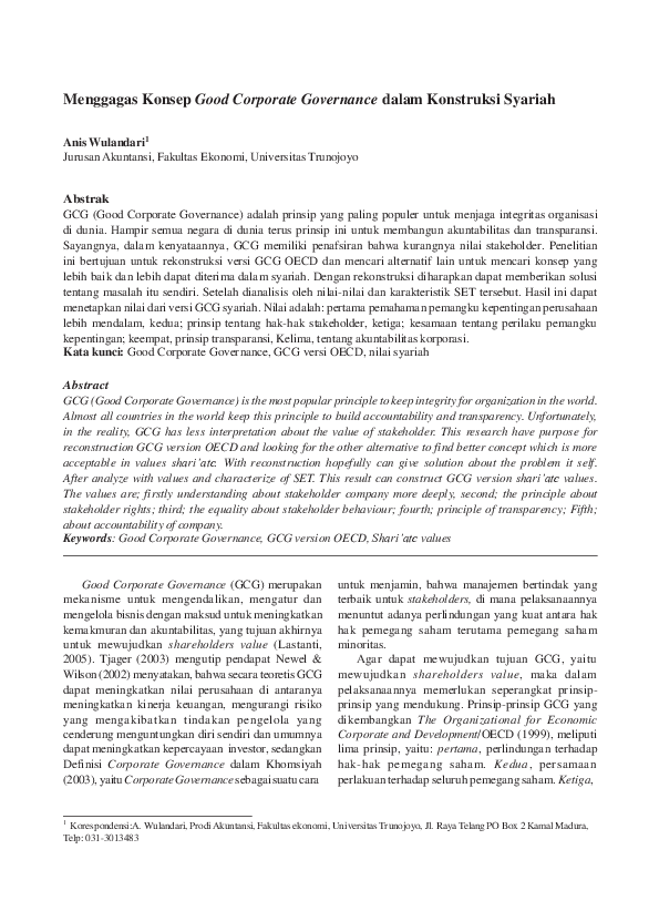 (PDF) Menggagas Konsep Good Corporate Governance dalam Konstruksi Syariah