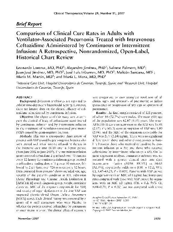 (PDF) Comparison of clinical cure rates in adults with ventilator ...