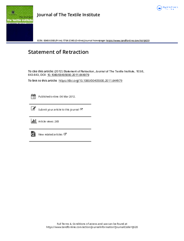 (PDF) Statement of Retraction