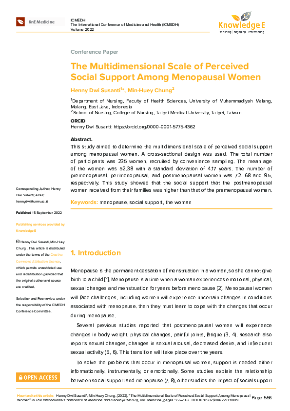 (PDF) The Multidimensional Scale of Perceived Social Support Among ...