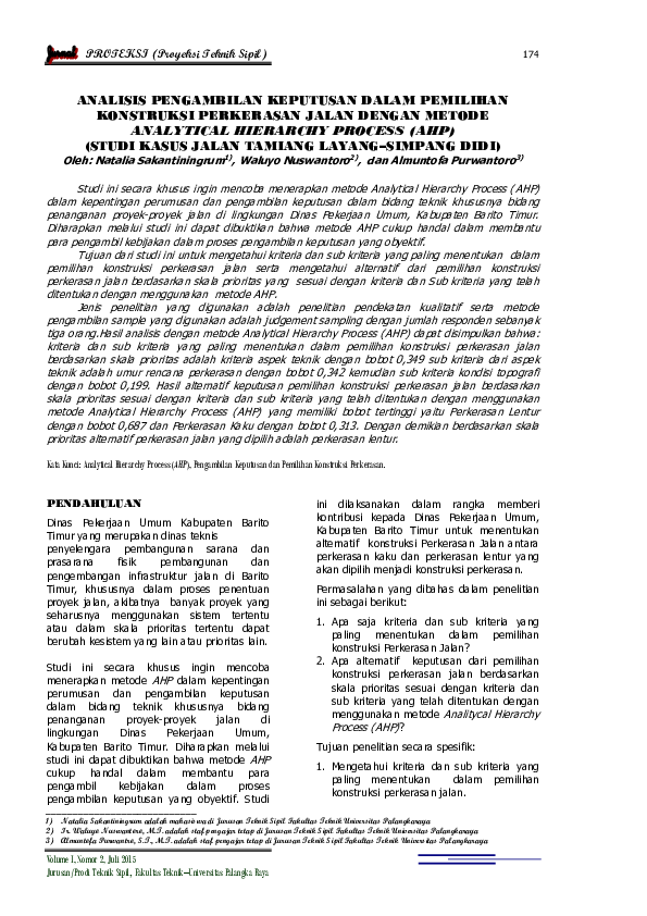 (PDF) ANALISIS PENGAMBILAN KEPUTUSAN DALAM PEMILIHAN KONSTRUKSI ...